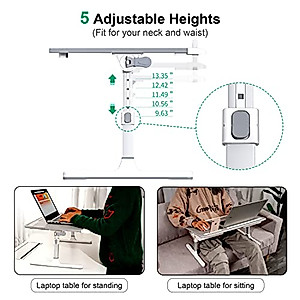 Portable Desk for Laptop,Adjustable Computer Standing Desk with Heights and Angles for Home Office,Laptop Stand for Desk,Folding Laptop Table for Bed/Sofa/Couch/Floor/Outdoor