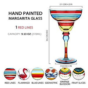 Painted Margarita Glass, Mexican Collection Stemless Margarita Glasses Cup Set Unique/Decorative Hand Blown Glassware Margarita Glasses,D