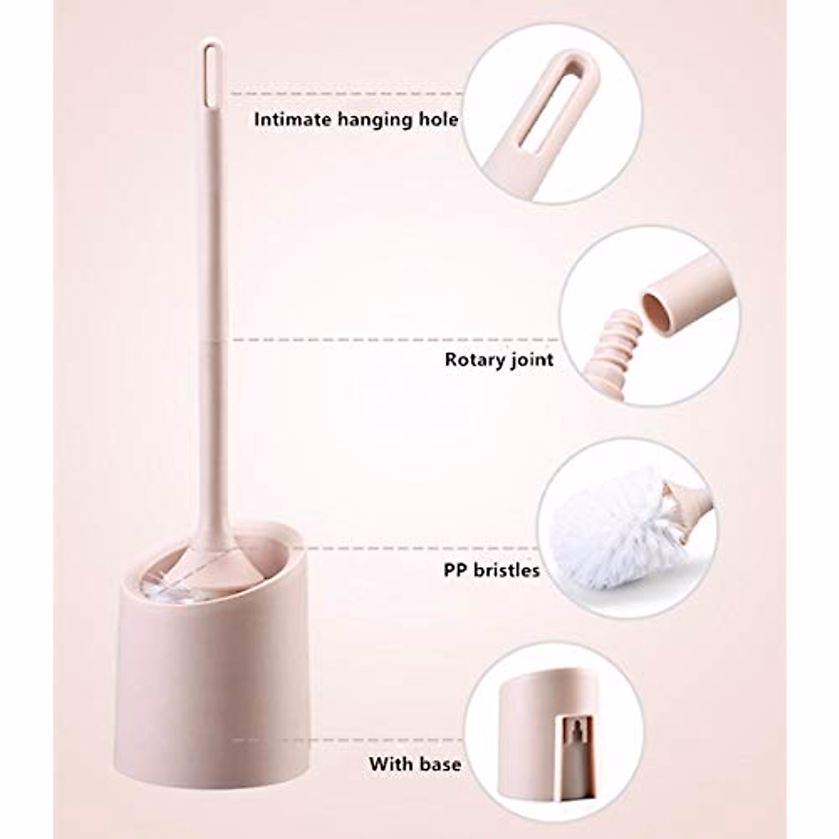 Floor Standing/Mounted Wall Toilet Brush,Deep Cleaner Bathroom Toilet Brush and Quick Drying Holder Set,for Home Hotel-White