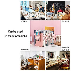 Simplesun Expandable Bookends, Metal Adjustable Book Ends for Heavy Books, Book Shelf Organizer Holder for Desk, Office Home School Kid Student Book Stroage (Pink)