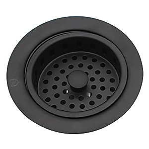 Westbrass D2145-62 3-1/2" Post Style Large Kitchen Sink Basket Strainer, Matte Black (2-Pack)
