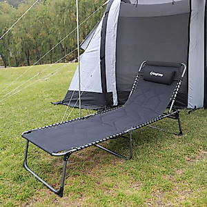 KingCamp Oversize Padded Folding Chaise Lounge Chair for Outdoor, Patio, Beach,Lawn, Sunbathing, Tanning, Pool, Lay Flat Heavy-Duty Adjustable Reclining Chairs with Pillow, Pocket, Support 330lb