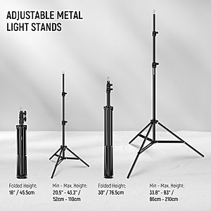 NEEWER 600W Photography Lighting Kit, Incandescent Equivalent Studio Kit with (2)White Umbrella, (2)Black Umbrella, (3)24W LED Bulb, (3)Light Stand, (2)Bag, (5)Cable Tie, (3)E26 Socket Base, NK500