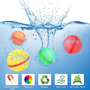 【12 Pack】Peekoal Reusable Water Balloons,12pcs Latex-Free Silicone Water Balloons,Water Bomb Refillable for Water Games Outdoor Summer Fun Party