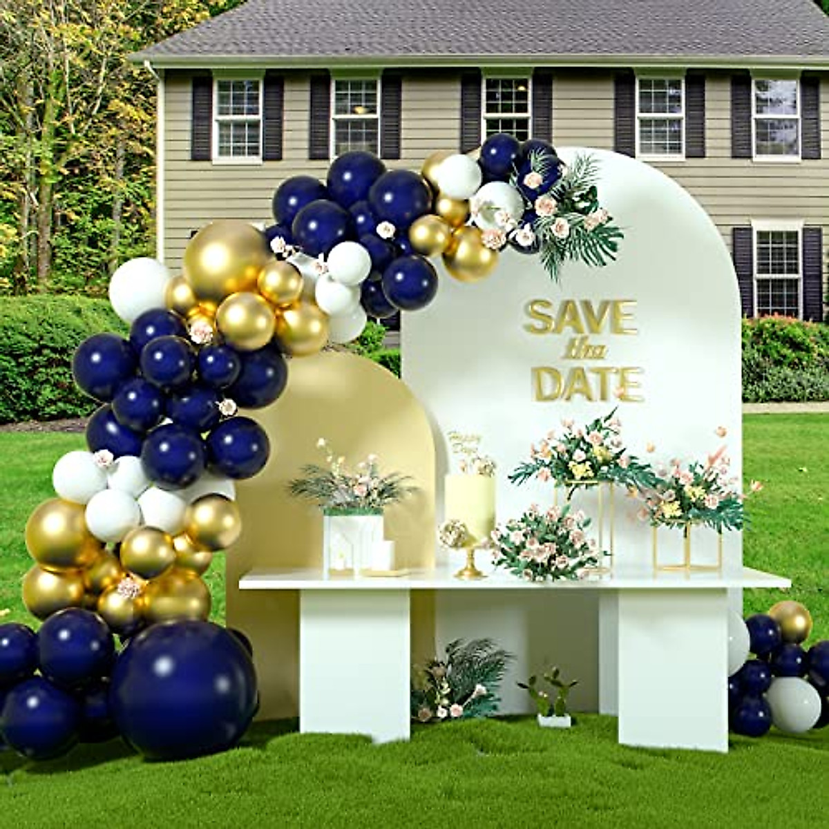 TUPARKA 102 Pcs Navy Blue Balloons Garland Arch Kit Matte Navy Blue Balloon Different Sizes 5 10 12 18 Inch Dark Blue Party Balloons for Birthday Bride Baby Shower Wedding Party Decorations