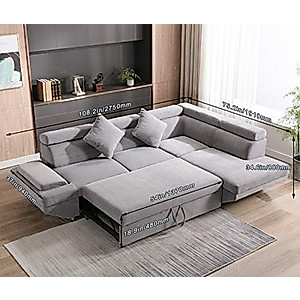 FDW Sofa Sectional Futon Sofa Bed Sofa for Living Room Couches and Sleeper Sofa PU Leather Sofa Set Corner Modern Queen 2 Piece Contemporary Upholstered, Blue
