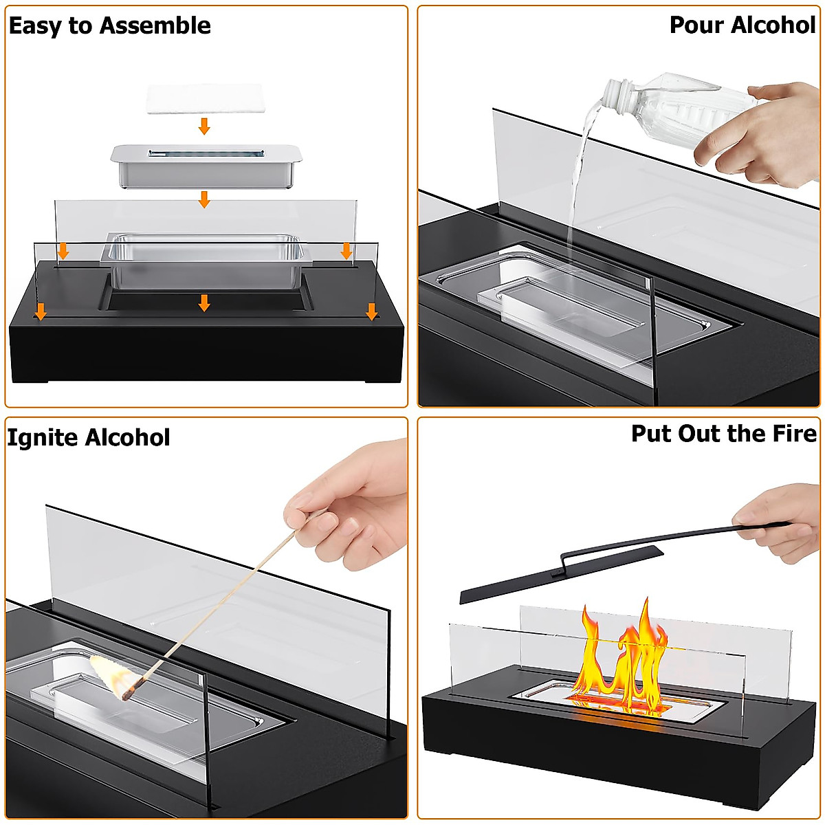 Tabletop Fire Pit Bowl Mini Table Top Fireplace Patio Home Decor Smores Maker Alcohol Stove Fireplace Indoor Outdoor Firepit for Women/Men