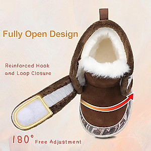 Scurtain Hard Bottom Baby Shoes Girl Winter Brown Boots Boy House Sock Shoes Fuzzy Winter Bedroom Slippers 16-24 Months