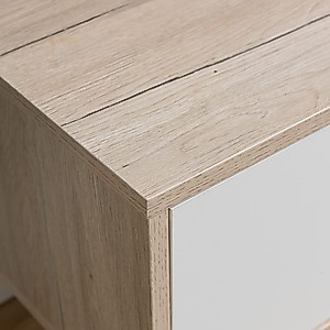 CENSI Natural Oak Television TV Stand, Wooden Console Coffee Table, Lowline for Small Space, 47 Inch Mid-Century Modern Style, Fits TVs up to 55" (Light Wood)