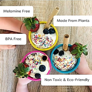 bobo&boo Plant-Based Cups for Kids – Melamine and BPA Free - Microwavable and Dishwasher Safe - Eco-Friendly Toddler Drinking Cup Set - TROPICAL 10oz