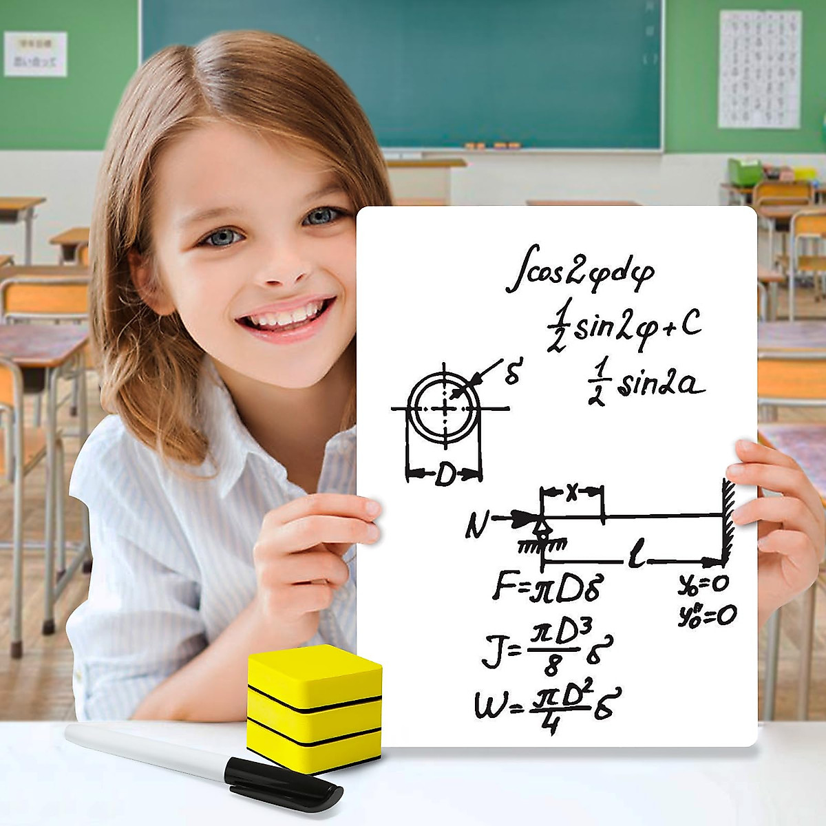 Small Dry Erase Boards, Classroom White Boards for Kids 9" x12”, Personal Mini Whiteboards for Home School Teaching Supplies, School Supplies Lapboards, 32 Whiteboard Erasers & 32 Markers Included