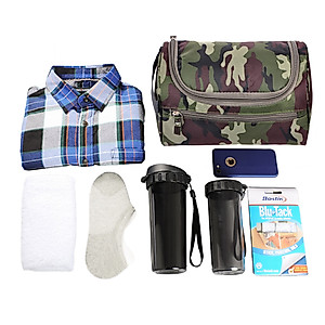 Vercord Mens Toiletry Bag Wash Travel Small Shaving Dop Kit Shower Bathroom Ditty Hygiene Bag Camo Dark Green