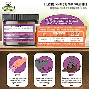 L-Lysine for Cats Supplement Powder Granules for Cat Cold, Sneezing, Congestion, Running Nose, Respiratory, Allergy Relief | Cats & Kittens of All Ages | Cat Health Supplies