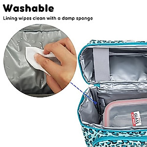 J World Corey Kids Lunch Bag. Insulated Lunch-Box for Girls, Women, Mint Leopard