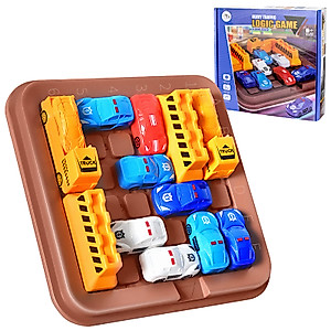 HOSFROLL Board Games, Logic Brain Car Heavy Traffic Game Smart Math Travel Game Card Puzzle Game Toys for Kids 5 and Up