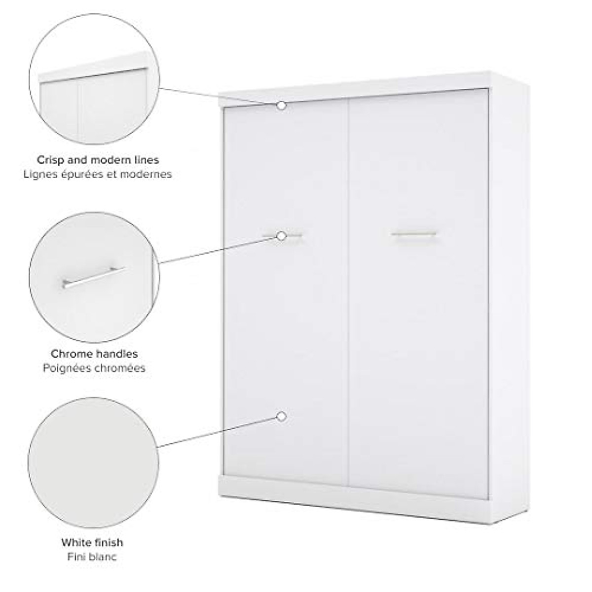 Bestar Nebula 65W Queen Murphy Bed in White