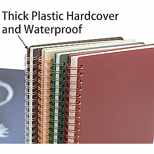 Yansanido Spiral Notebook, 4 Pcs 4 Color A5 Size Thick Plastic Hardcover 8mm Ruled Paper 80 Sheets (160 Pages) Journal for School and Office Supplies (4 Pcs A5)
