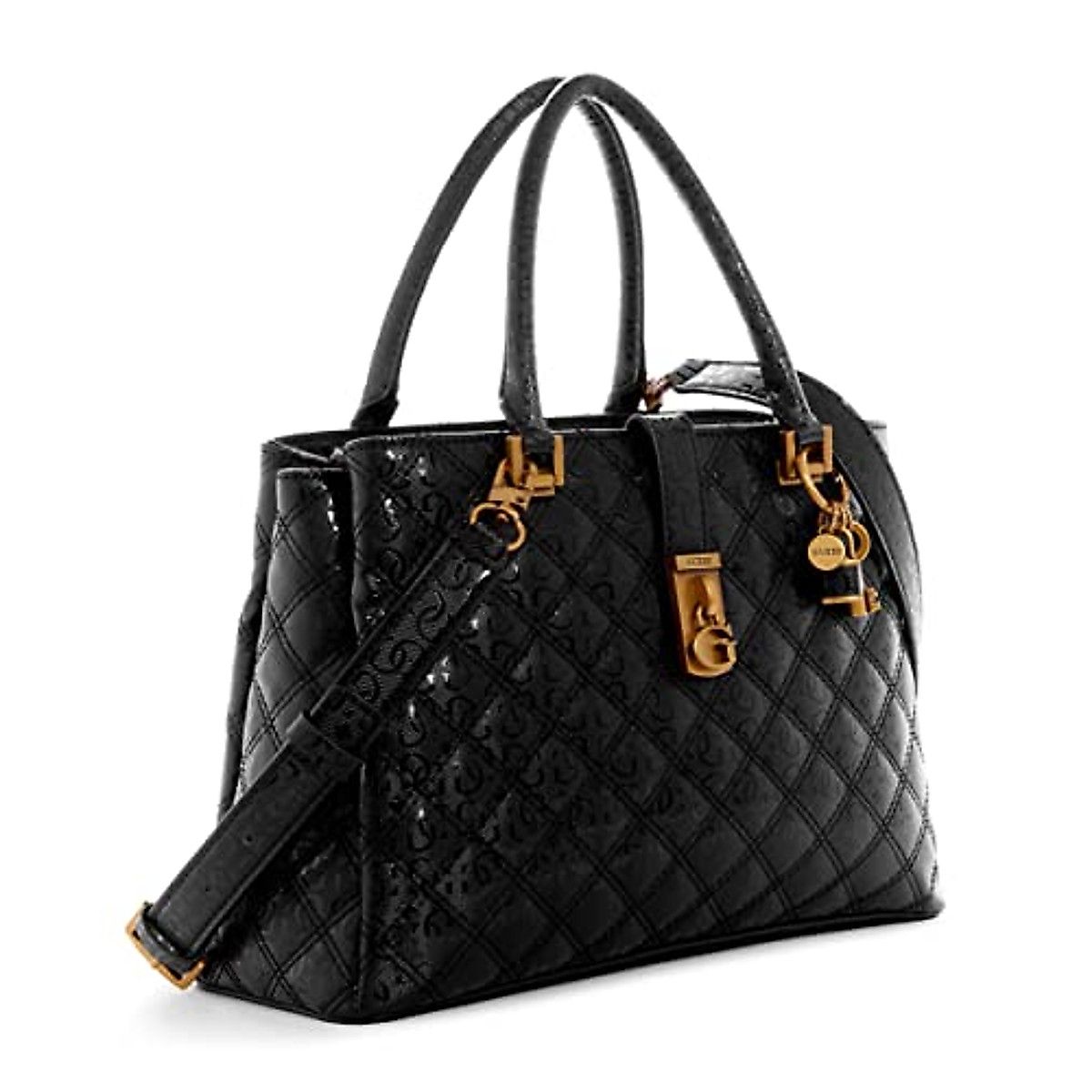 GUESS Gaia Triple Compartment Satchel, Black