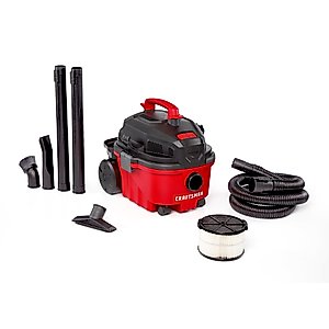 CRAFTSMAN CMXEVBE17040 4 Gallon 5.0 Peak HP Wet Dry Vac, Portable Shop Vacuum Wet and Dry with Filter, Hose and Attachments for Home and Automotive Cleaning