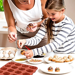 JOERSH Silicone Mini Muffin Pans 24 Cups Mini Cupcake Pan, Silicone Egg Bite Molds for Baking Mini Muffin Tin Nonstick 2 Pack