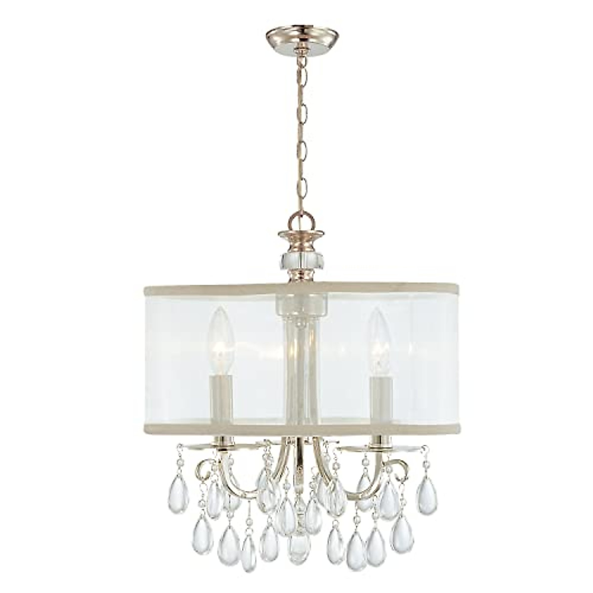 Hampton 3 Light Polished Chrome Clear Crystal Drum Shade Mini Chandelier