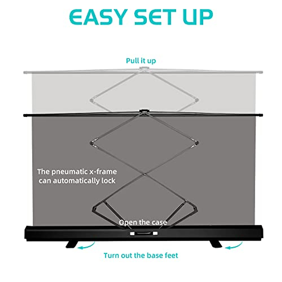 【Retractable Screen】 RAUBAY 78.7in x 74.8in Large Collapsible Grey Backdrop Portable Retractable Panel Photo Gray Background with Stand for Video Conference, Photographic Studio, Streaming