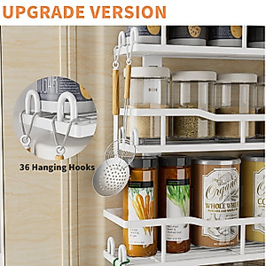 MSERCUOR Over The Door Pantry Organizer Rack, 9-Tier Metal Pantry Organization And Storage with Adjustable Baskets, Hanging Spice Rack for Home & Kitchen Laundry Room Bathroom (9 Tier White)