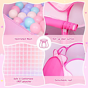 Princess Castle Girls Play Tent with Rug Pop Up Play Tent for Toddlers Kids DISHIO Playhouse Toys for 1 Year Old Birthday Gift Fairy for Girls with Lights Indoor Outdoor Kids with Mat