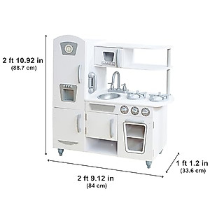 KidKraft Vintage Wooden Play Kitchen with Pretend Ice Maker and Play Phone, White