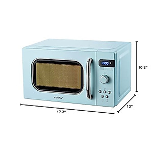 COMFEE' Retro Small Microwave Oven With Compact Size, 9 Preset Menus, Position-Memory Turntable, Mute Function, Countertop Microwave For Small Spaces, 0.7 Cu Ft/700W, Green, AM720C2RA-G