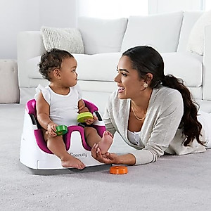 Ingenuity Baby Base 2-in-1 Booster Feeding and Floor Seat with Self-Storing Tray - Pink Flambe