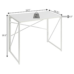 Convenience Concepts Xtra Folding Desk, Charcoal Gray/Black