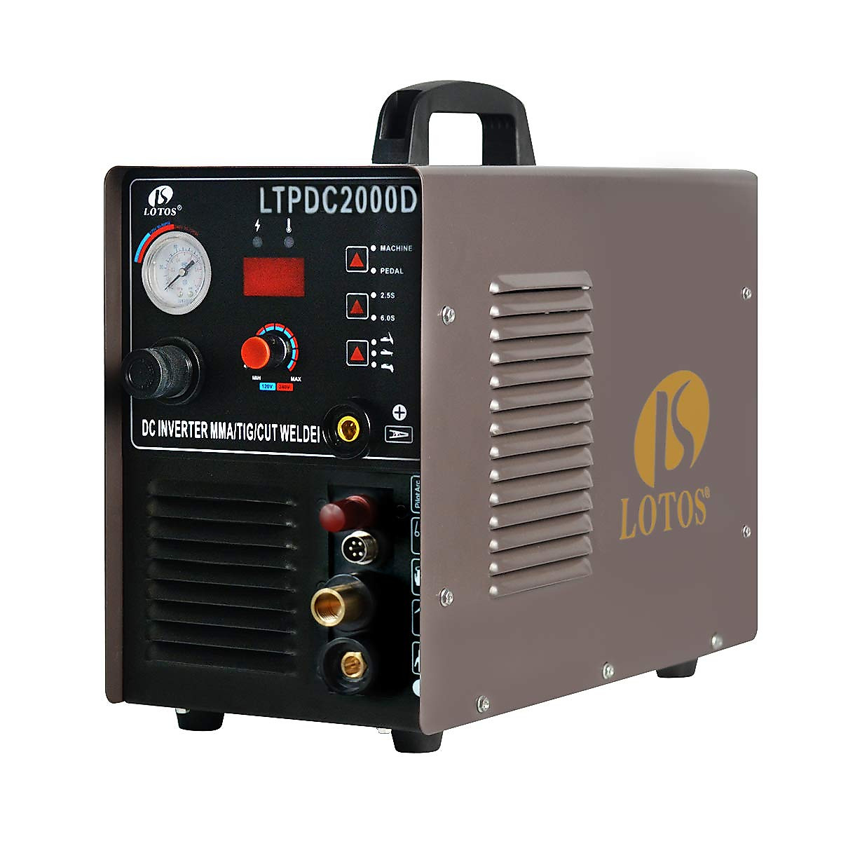 LOTOS LTPDC2000D Non-Touch Pilot Arc Plasma Cutter Tig Welder and Stick Welder 3 in 1 Combo Welding Machine & Foot Pedal for Cutter Welder Amp Control 5 Pin Lotos FP05 for Cutter and Welder Combos