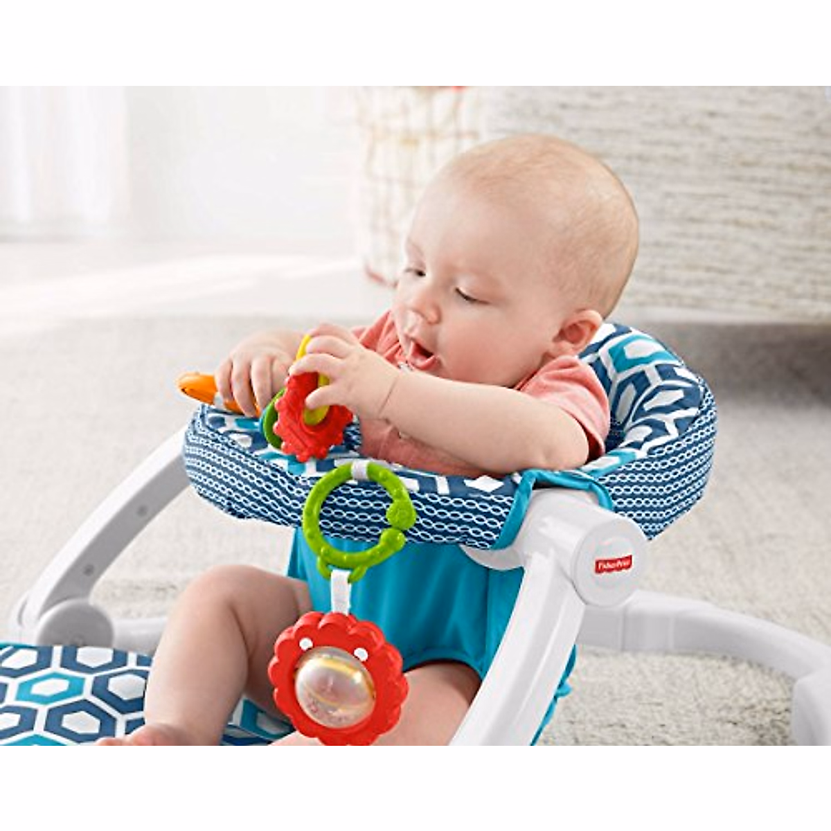 Fisher-Price Portable Baby Chair, Sit-Me-Up Floor Seat with 2 Removable Toys & Washable Seat Pad, Honeycomb [Amazon Exclusive]