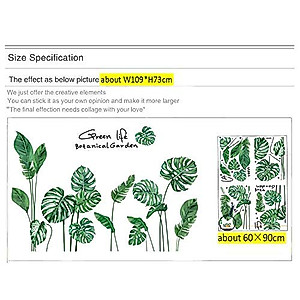 Creative Girls Nursery Room Wall Decoration Art Decor Decals 3D DIY Green Plants Fresh Leaves Peel Stick Wall Stickers Murals Paper for Kids Baby Bedroom Living Room Office Bathroom Wall Corner