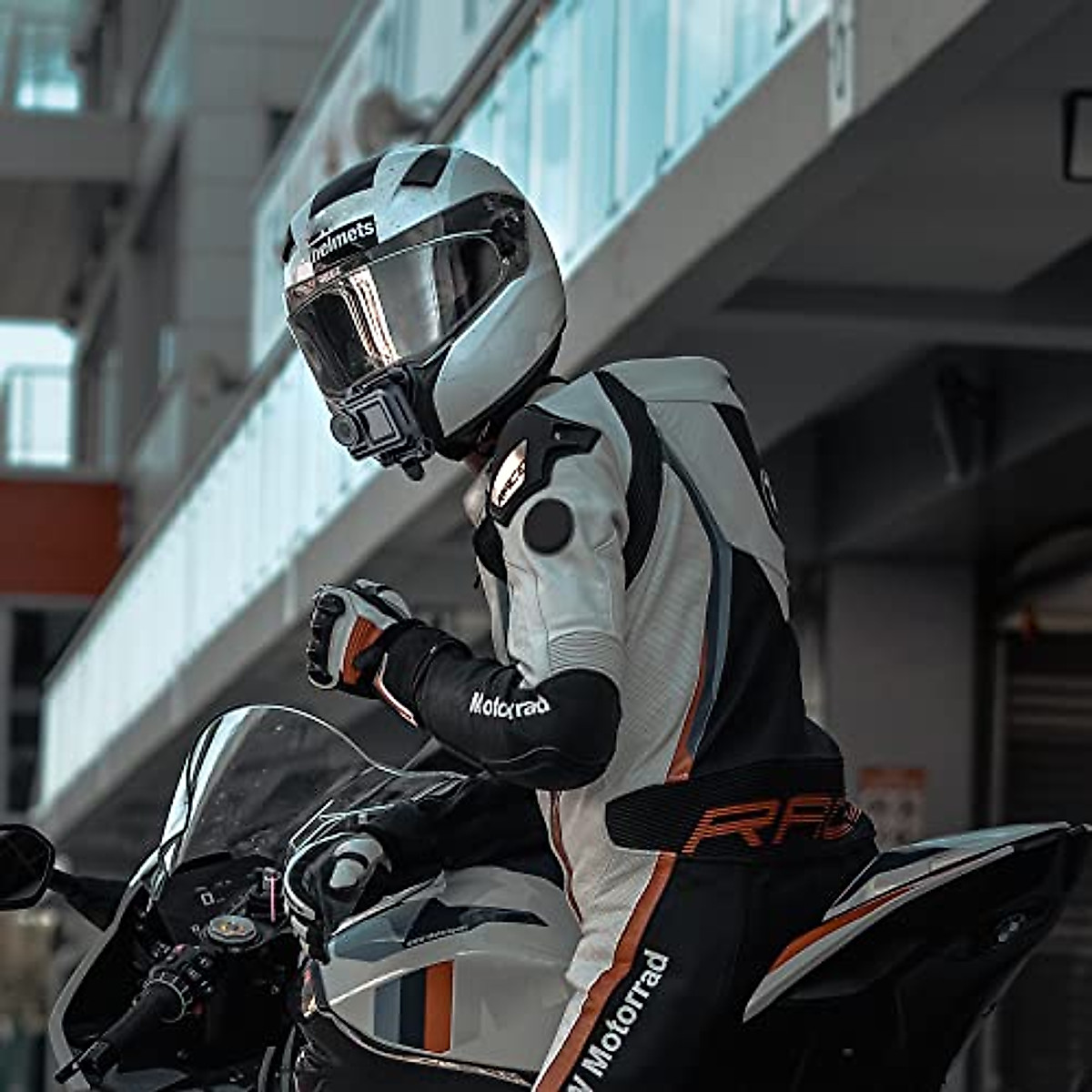 MEKNIC Motorcycle Helmet Chin Strap Mount Compatible with GoPro Hero 11,10, 9, 8, 7, (2018), 6 5 4 3 Black,Session, AKASO,Campark,SJCAM,DJI OSMO Action,YI Action Camera etc (Black Chin Mount)