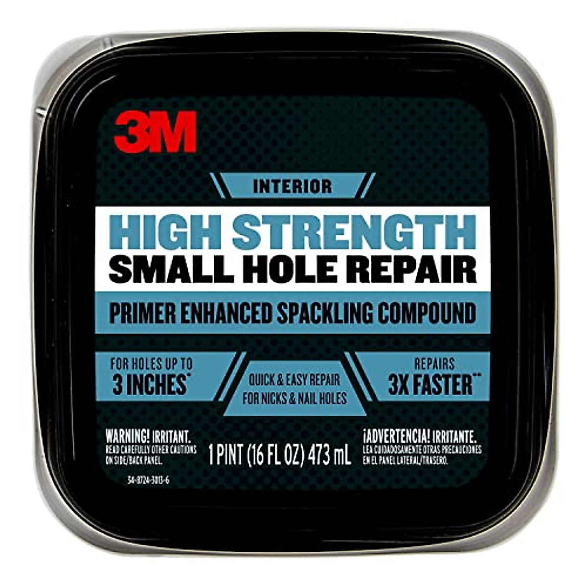 3M High Strength Small Hole Repair, Primer Enhanced Spackling Compound, 16 oz.,Gray