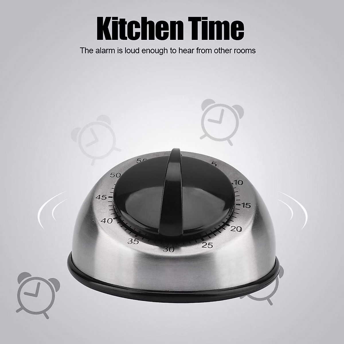 Kitchen Timer, Dome Stainless Steel Shape Time Reminde Tools 60 Minutes Countdown Alarm Clock for Home Kitchen Cooking