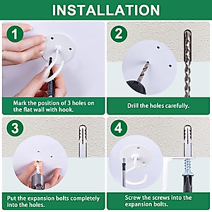 XDW-GIFTS 4-Pack Ceiling Hooks with Hanging Chains for Hanging Birdfeeder, Plants, Lanterns, Wind Chimes, Utensils, Heavy Duty, White Coated Indoor and Outdoor