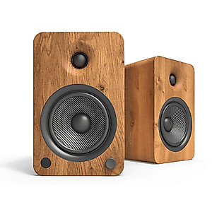 Audio Technica AT-LP120X-USB Direct-Drive Turntable Bundle with Kanto YU6 Powered Wireless Bluetooth Speakers - Black, Walnut