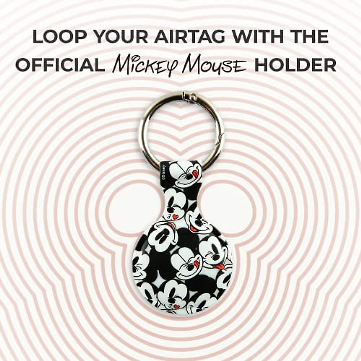 Disney Mickey Mouse Holder for Apple AirTag - Protective Tracker with Keychain for Dog, Bags, Keys - Disneyland Essentials and Holiday Gifts