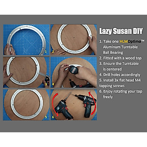 HLMOptimo Lazy Susan Bearing 14 inch Aluminum Turntable Ball Bearing, Heavy Duty Turner Bearing Silent Turntable Bearing Swivel Turntable Bearing 8/10/12/14 inch (14 inch)