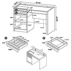 Coaster Furniture Halston 48-inch 2-Drawer Connect-it Office Cappuccino Ontario Single Pedestal Computer Desk with Charging Station 800702