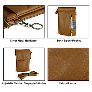 befen Leather Crossbody Wallet Purses and Handbags Cell Phone Smartphone Trendy Travel Cross Body Bags for Women - Fit iPhone 15 Pro Max, Cognac Brown