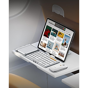 ProtoArc Foldable Keyboard and Mouse, XKM01 True Full-Size Folding Keyboard Mouse Combo for Business and Travel, 2.4G+Dual Bluetooth Portable Mouse Keyboard for Laptop iPads Tablets - White