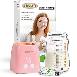 Bottle Warmer, Baby Bottle Warmer Portable for Travel Car On The Go, 2-5 Min Fast Bottle Warmer for Breastmilk, Wireless Rechargeable with 4 Precise Temperature Control, Auto Shut-Off, USB, 8.8oz