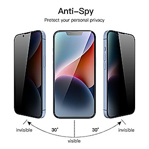 JETech Privacy Full Coverage Screen Protector for iPhone 14 Plus 6.7-Inch (NOT FOR iPhone 14 6.1-Inch) with Camera Lens Protector, Anti-Spy Tempered Glass Film, 2-Pack Each