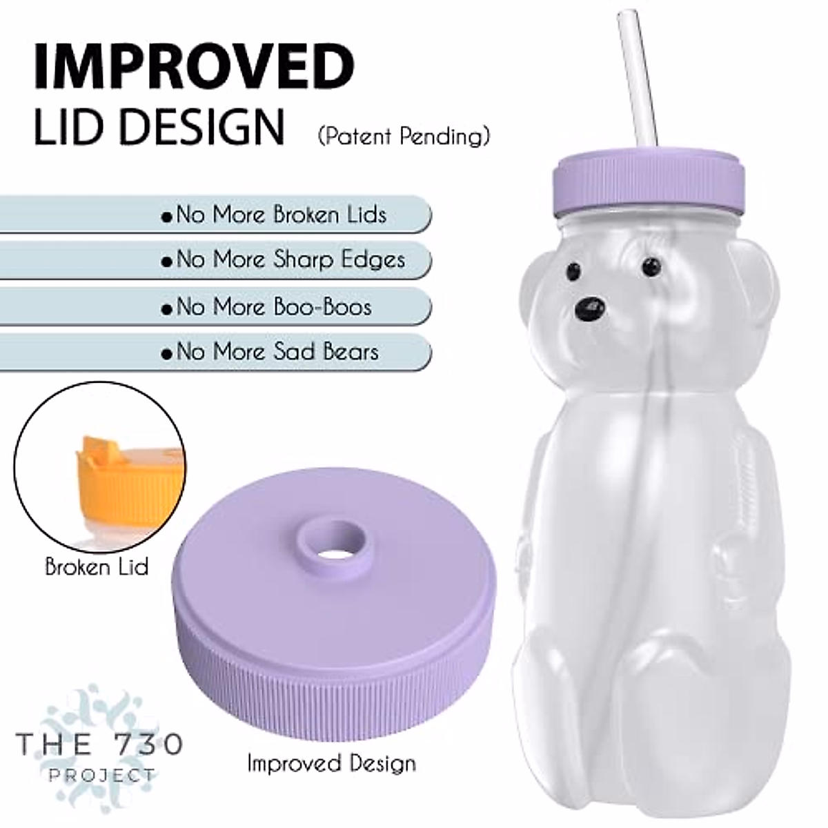 Honey Bear Straw Cup for Babies 3 pack; 8oz straw bear cup with improved safety lid design; honeybear baby cup straw; honey bear cup and honey bear bottle. Straw learning therapy cup(Unicorn- PURPLE)