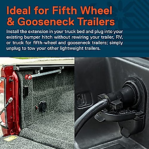 3ft 7-Way Trailer Plug Wiring Harness [7-Pin Trailer Cord Extension Wire Cable] [Gooseneck Hitch Extender] [Plug-N-Play] [10-14AWG] 7 Prong Trailer Tow Wiring Connector for RV