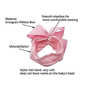 Yxiang 20pcs Baby Bows Headbands 6" Big Newborns Bows Elastics Nylon Hairbands Ribbon Bow Hair Accessories for Newborns Infants Toddlers Kids